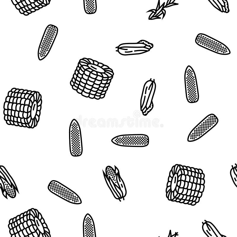 Corn Maize Green, Cob Sweet Vector Seamless Pattern Stock Illustration ...