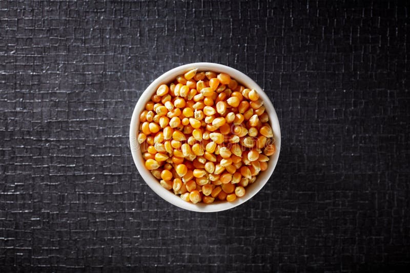 Corn Maize or Kernel Seed. in a White Bowl Stock Image - Image of flat ...