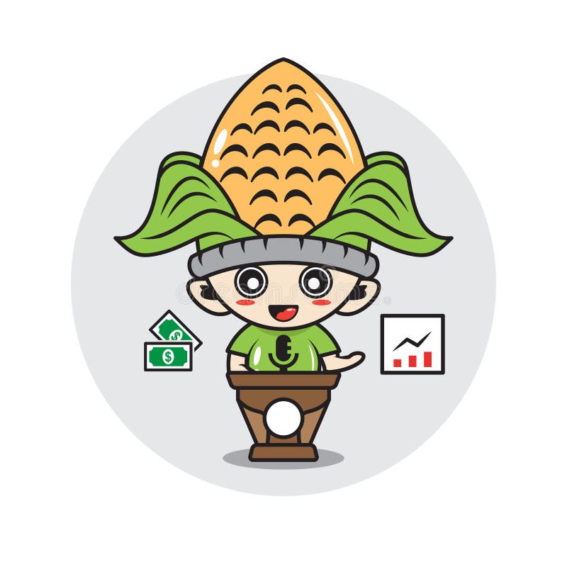 Corn Mascot Character Cute 22 Stock Vector - Illustration of kids ...