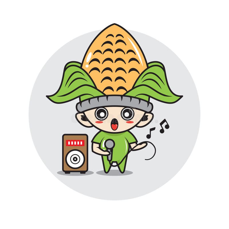 Corn Mascot Character Cute 12 Stock Vector - Illustration of little ...