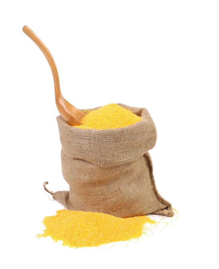 Corn meal and grain in bag stock image. Image of aliment - 34700305