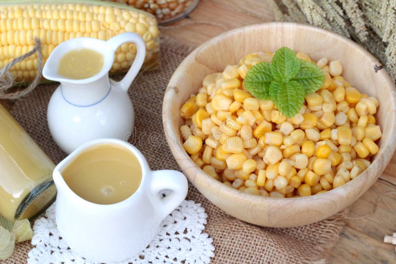 Corn Milk and Fresh Sweet Corn Juice Delicious. Stock Photo - Image of ...