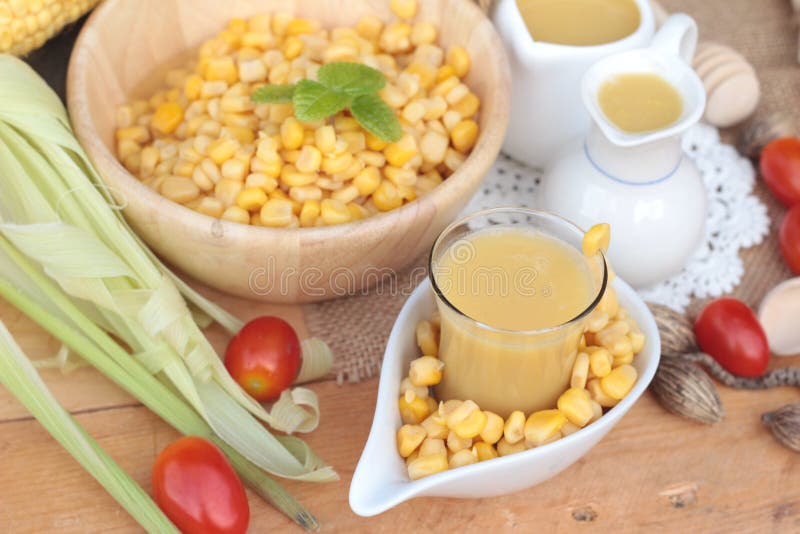 Corn Milk and Fresh Sweet Corn Juice Delicious. Stock Image - Image of ...