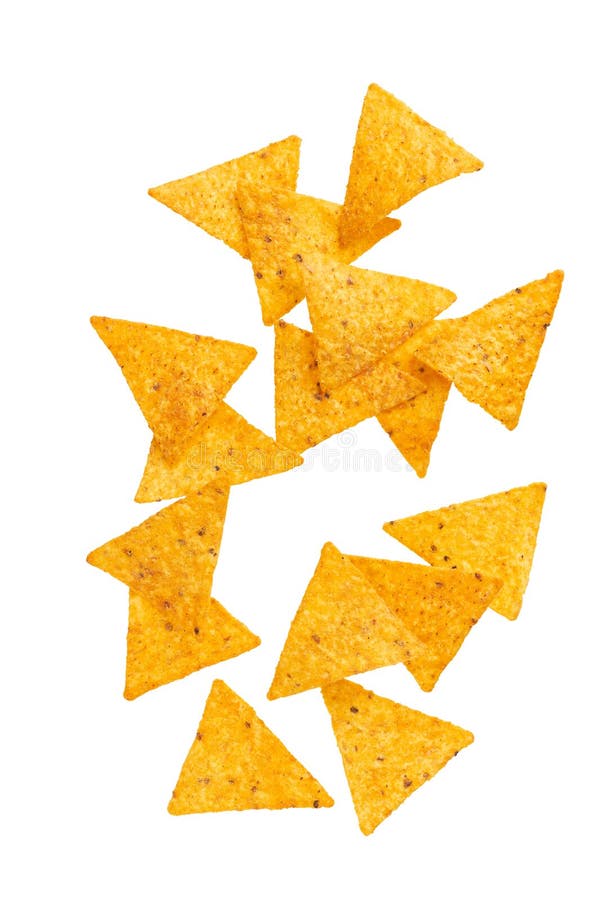 Corn Nachos Chips or Falling Isolated on White Background with Clipping ...