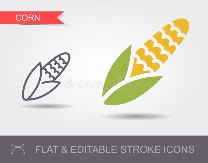Corn. Line Icon with Editable Stroke and Flat Icon Stock Vector ...
