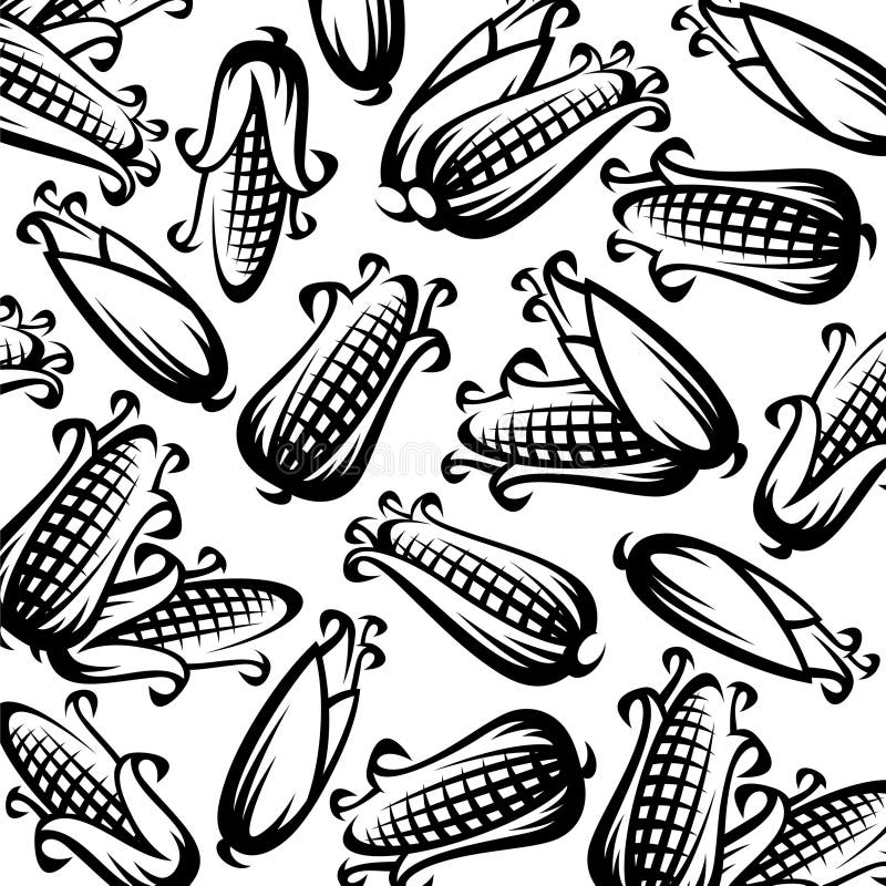 Corn Pattern Background Set. Collection Icons Corn Stock Vector ...