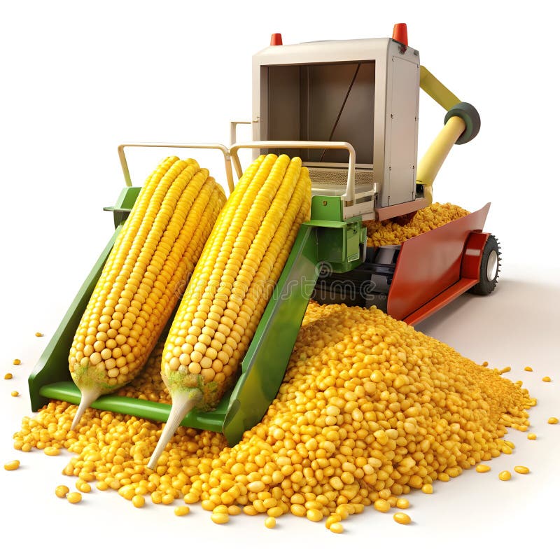Corn Picker Isolated on White Background Stock Illustration ...