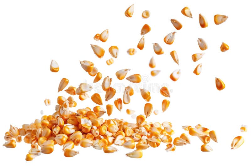 Corn Pile Falling Off White Surface, Suitable for Agriculture Concepts ...
