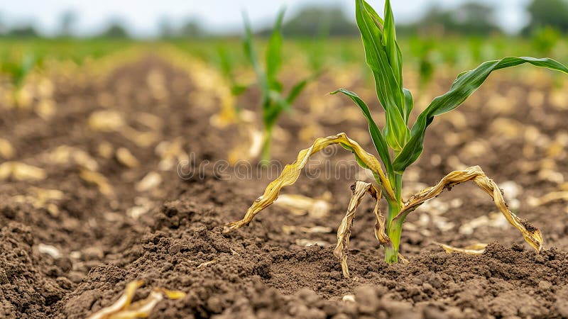 A Corn Plant Showing Signs of Poor Growth from Compacted Soil Stock ...