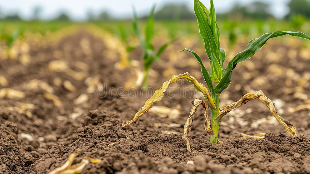 A Corn Plant Showing Signs of Poor Growth from Compacted Soil Stock ...