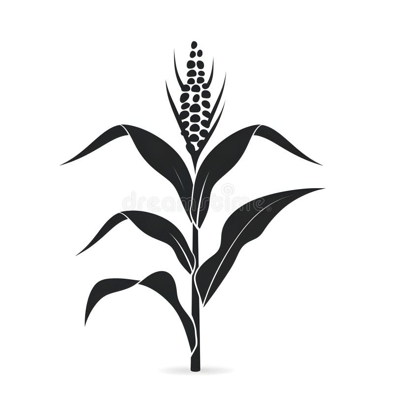 Corn Plant Silhouette stock illustration. Illustration of corn - 343365498