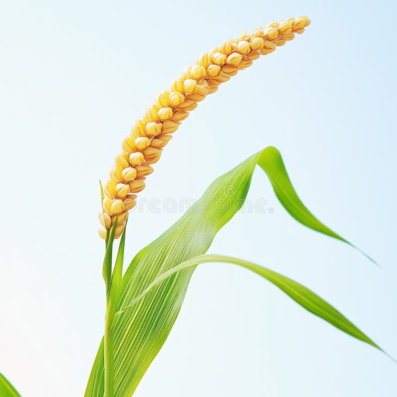 Corn Plant with Yellow Kernels Growing in Sunlight Stock Photo - Image ...