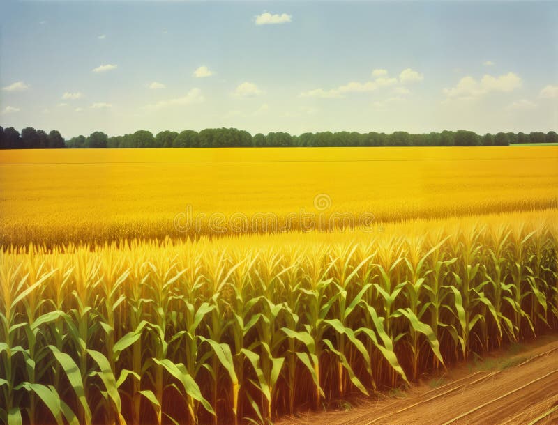Corn Plantation, Generative Ai Stock Illustration - Illustration of ...