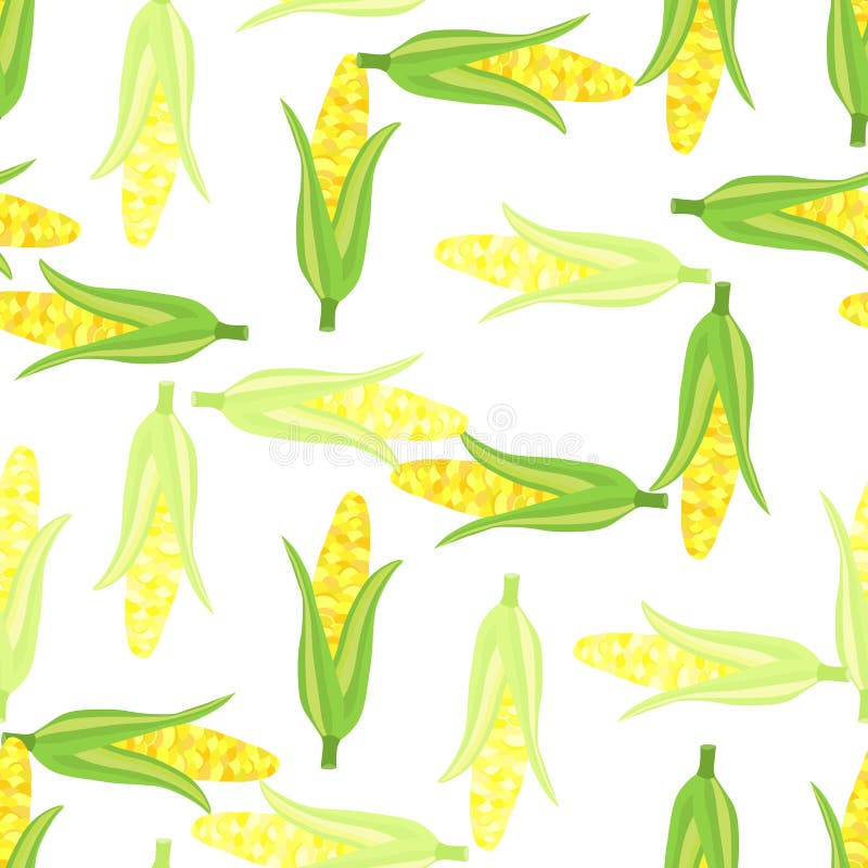 Corn Plants Seamless Pattern. Corn Cobs Endless Wallpaper Stock Vector ...