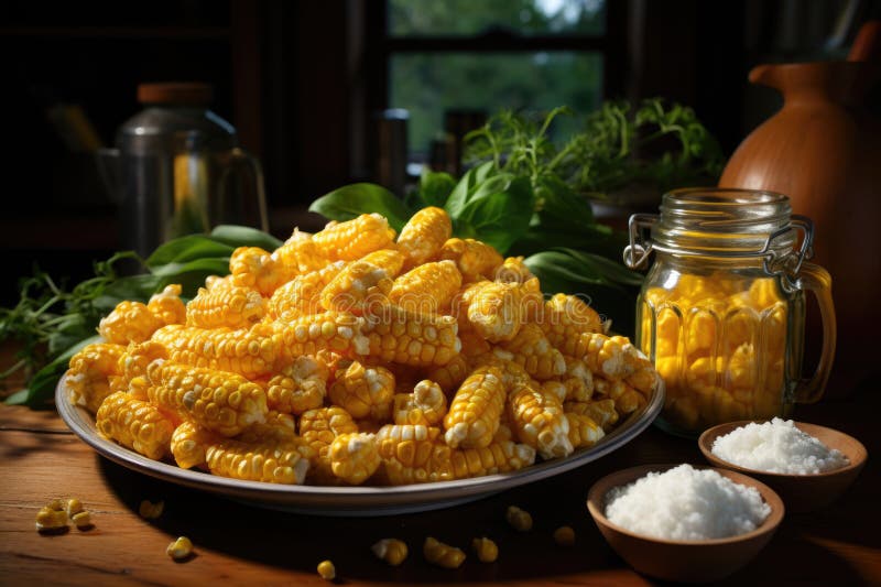 Corn Corn and Popcorn Combined in a Stock Illustration - Illustration ...