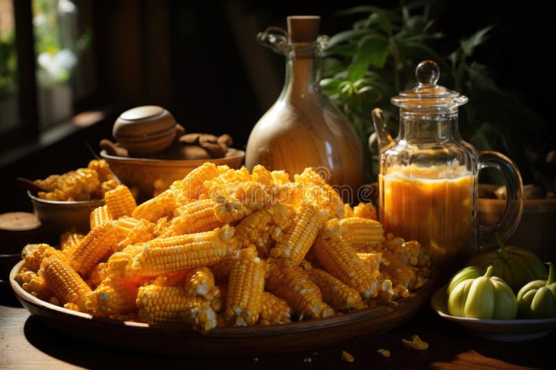 Corn Corn and Popcorn Combined in a Stock Illustration - Illustration ...