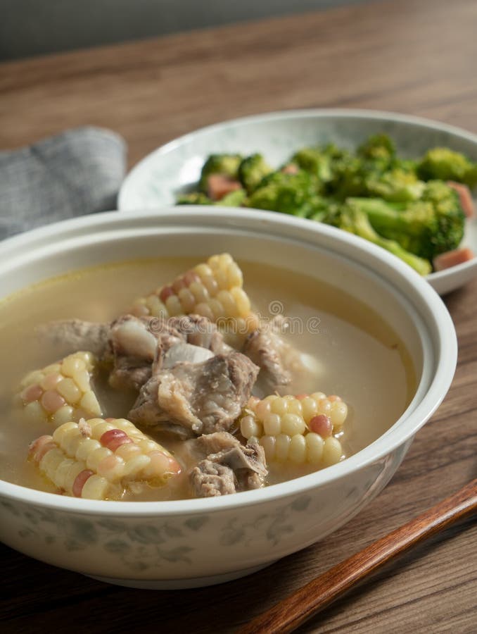 Corn and Pork Bone Soup, Delicious Chinese Food Stock Photo - Image of ...