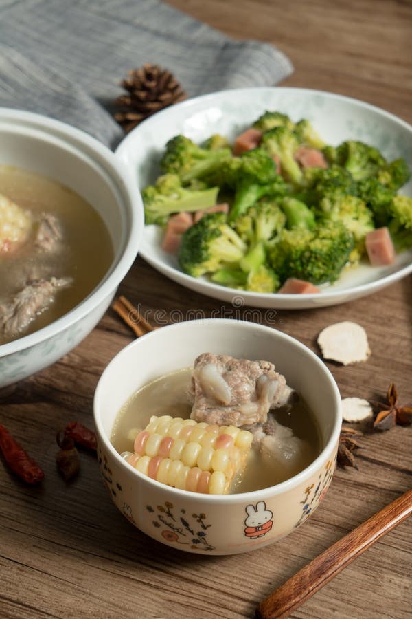 Corn and Pork Bone Soup, Delicious Chinese Food Stock Image - Image of ...