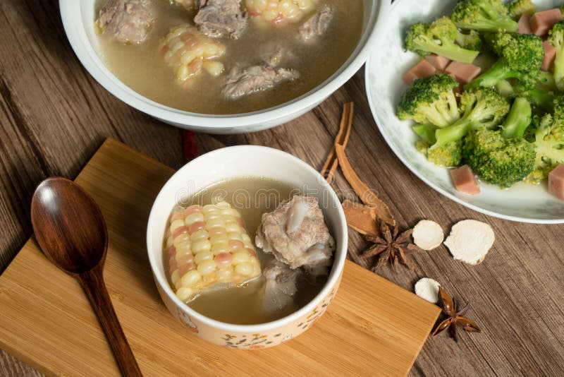 Corn and Pork Bone Soup, Delicious Chinese Food Stock Photo - Image of ...