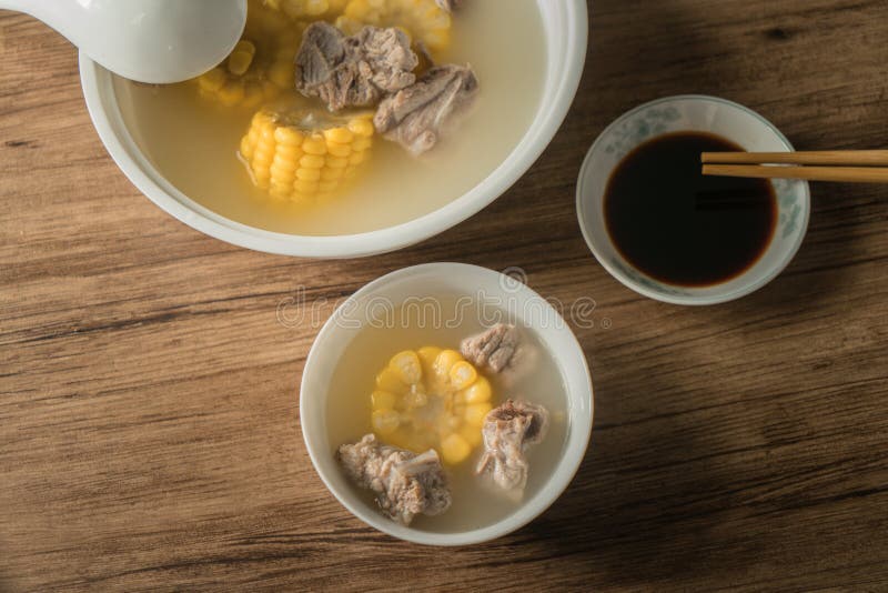 Corn and Pork Bone Soup, Delicious Chinese Food Stock Photo - Image of ...