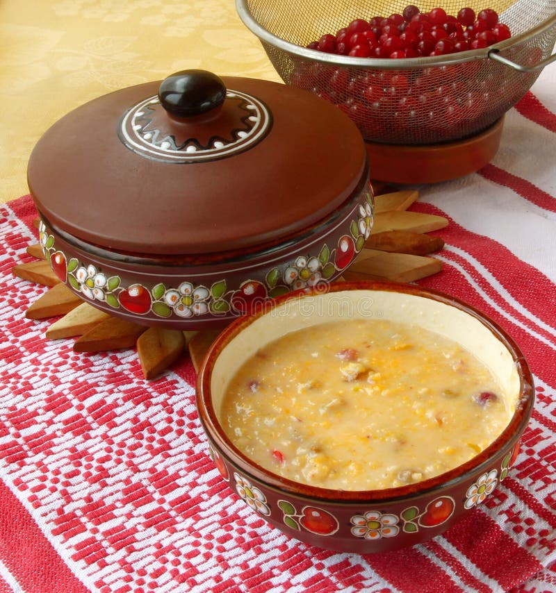 Corn Porridge (banush) with a Cranberry Stock Photo - Image of easy ...