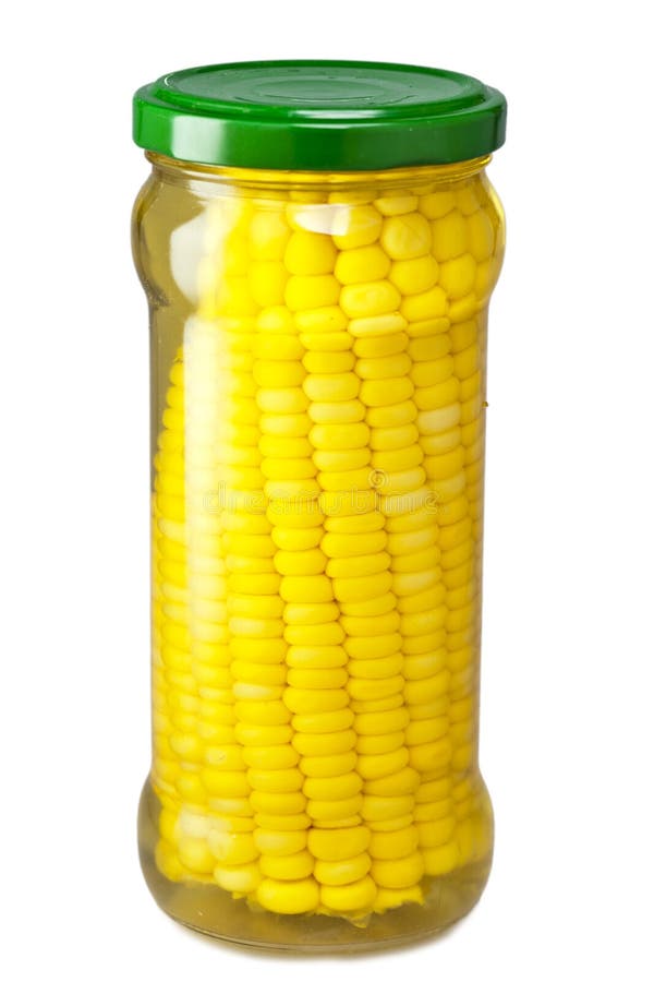 The Corn Preserved in a Glass Jar Stock Photo - Image of white, product ...