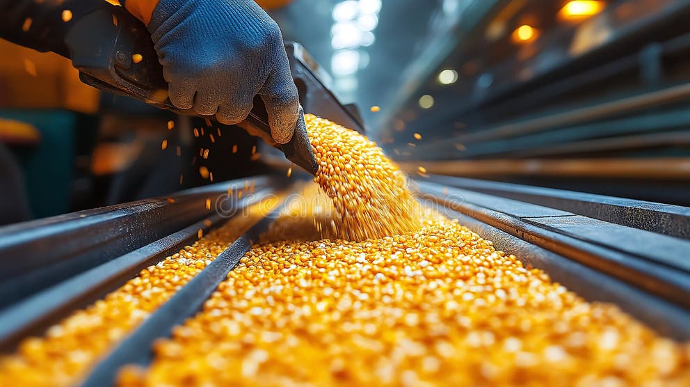 Corn Processing in Factory Conveyor Belt Stock Illustration ...