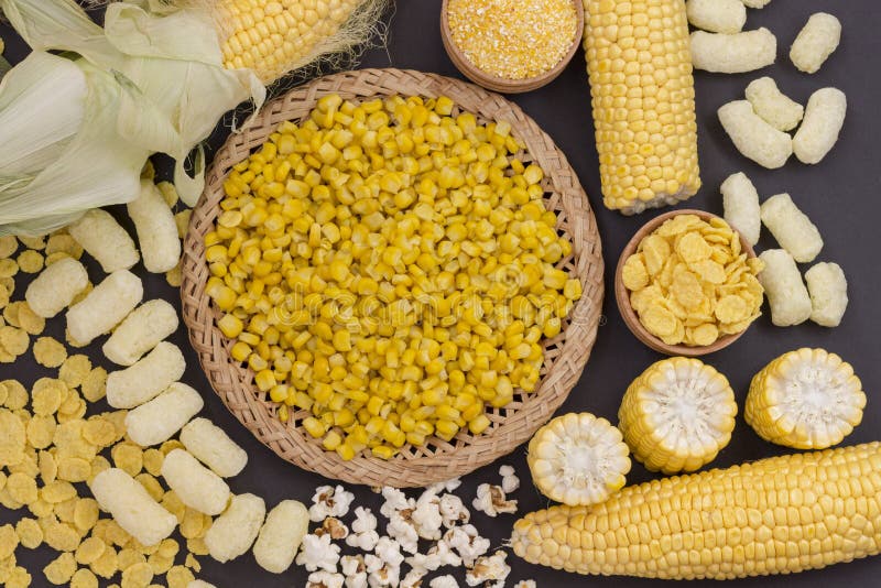 Corn and Corn Products, Top View Stock Image - Image of green, food ...