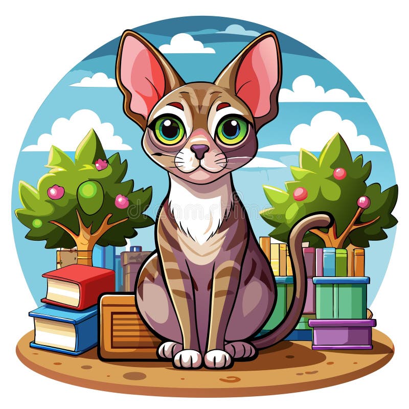 Corn Rex Cat Isolated Looks Office Vector Stock Illustration ...