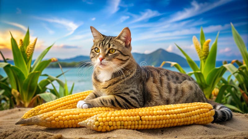 Corn Rex Cat rests island stock illustration. Illustration of meow ...