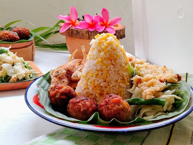 Corn Rice Complete Urap Side Dishes Salted Fish Stock Photos - Free ...