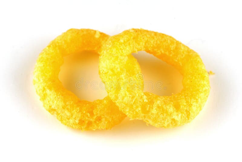 Corn Rings. Yellow Snacks Isolate Stock Photo - Image of heap ...
