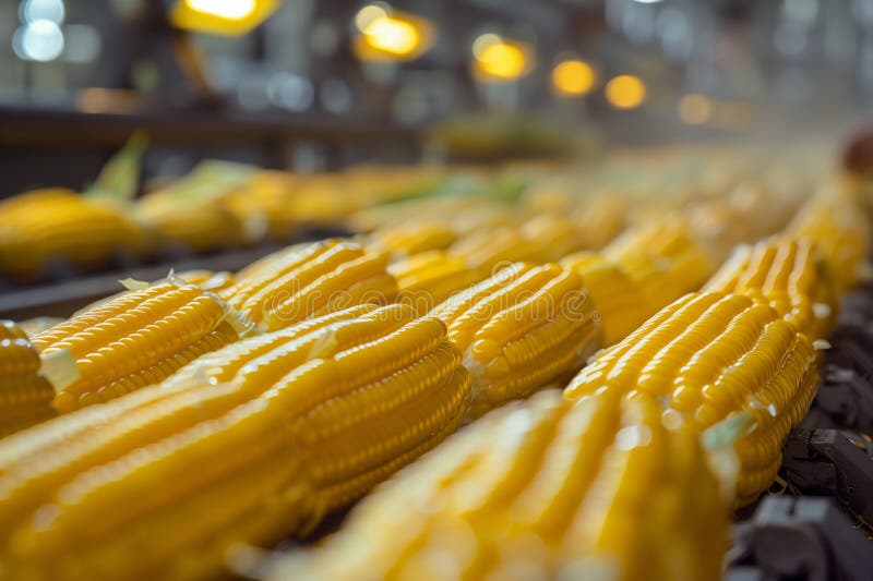 Corn Row on Conveyor Belt stock photo. Image of kernels - 317207618