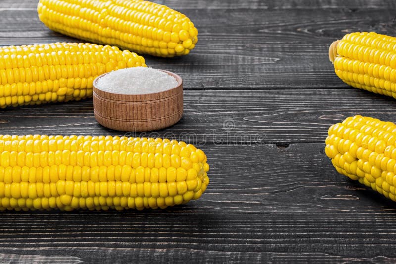 Corn and Salt on a Wooden Table Stock Image - Image of agriculture ...