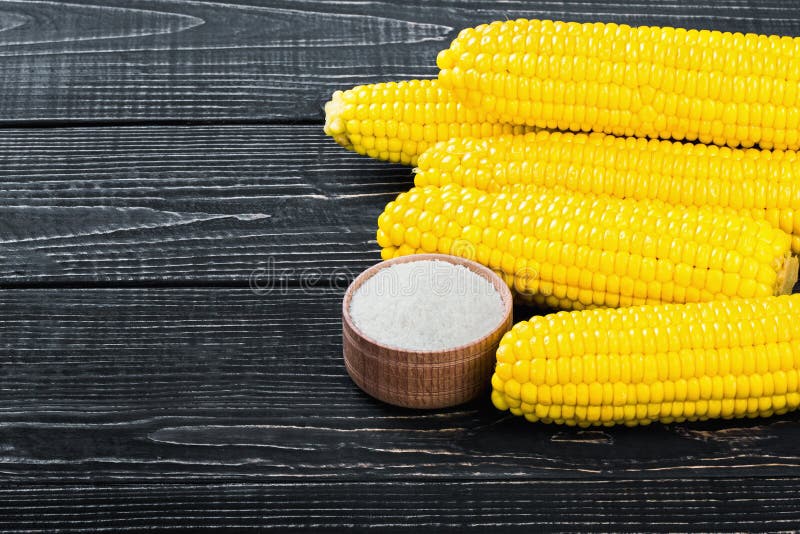 Corn and Salt on a Wooden Table Stock Image - Image of agriculture ...