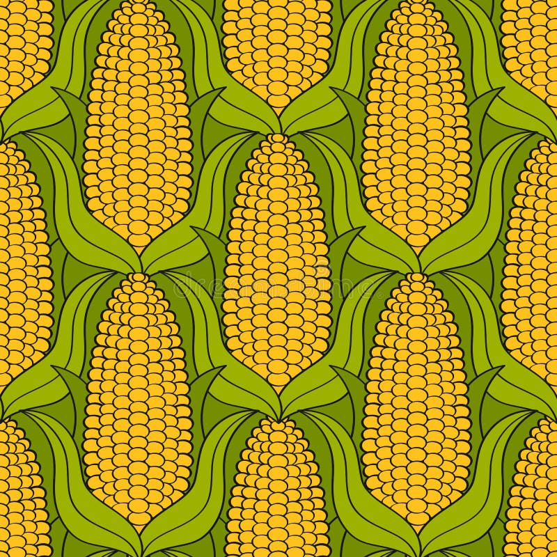 Corn Seamless Pattern. Flat Geometric Cartoon Background Stock Vector ...