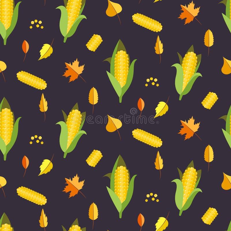 Corn Seamless Pattern Vector Illustration. Maize Ear or Cob. Stock ...