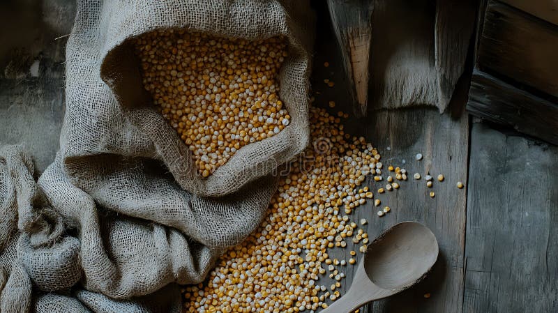 Corn Seeds Spilling from a Cloth Bag Stock Illustration - Illustration ...