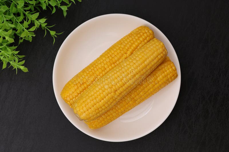 Corn Served on a White Plate Stock Image - Image of green, sweet: 317257395
