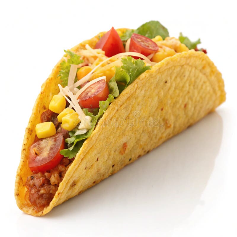 Corn Shell Taco Isolated on White Background Stock Illustration ...