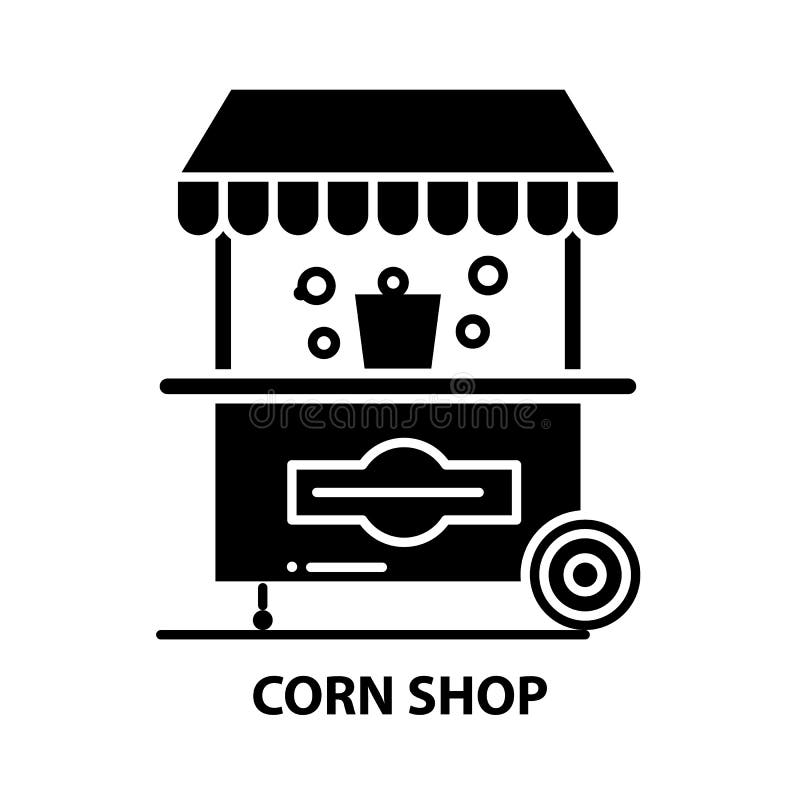 Corn Shop Icon, Black Vector Sign with Editable Strokes, Concept ...