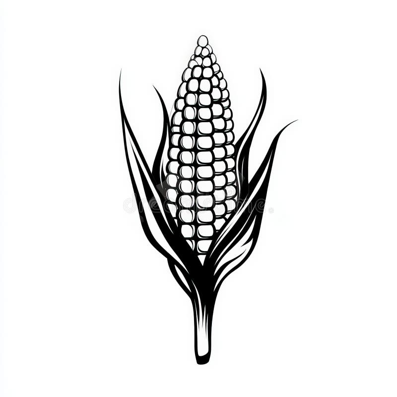 Corn Silhouette , Black and White Illustration Isolated on White ...