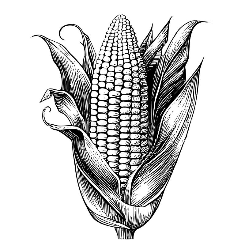 Corn Sketch Hand Drawn in Doodle Style Vector Illustration Stock Vector ...