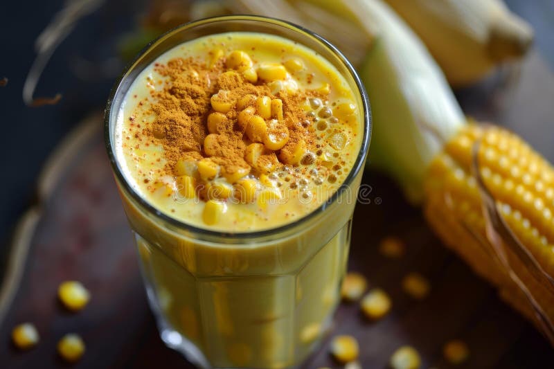 Corn Smoothie with Cinnamon Topping Stock Photo - Image of option ...