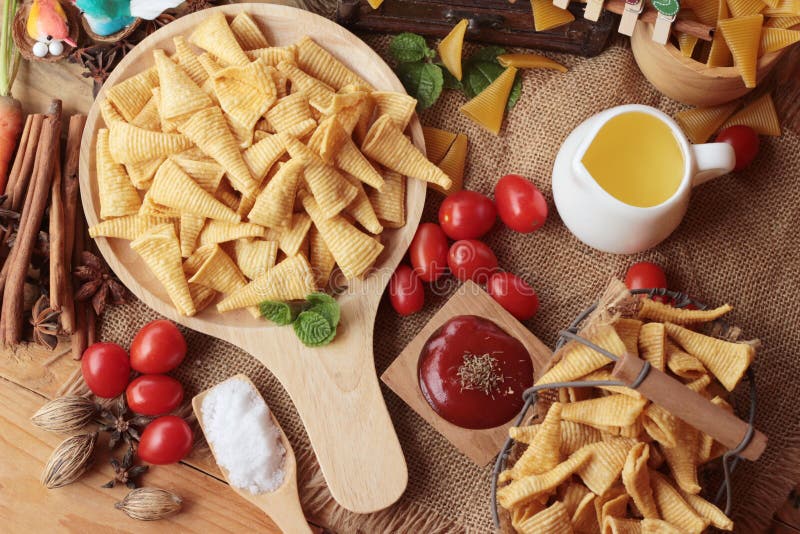 Corn Snack and Chips Corn Raw Delicious. Stock Photo - Image of spice ...