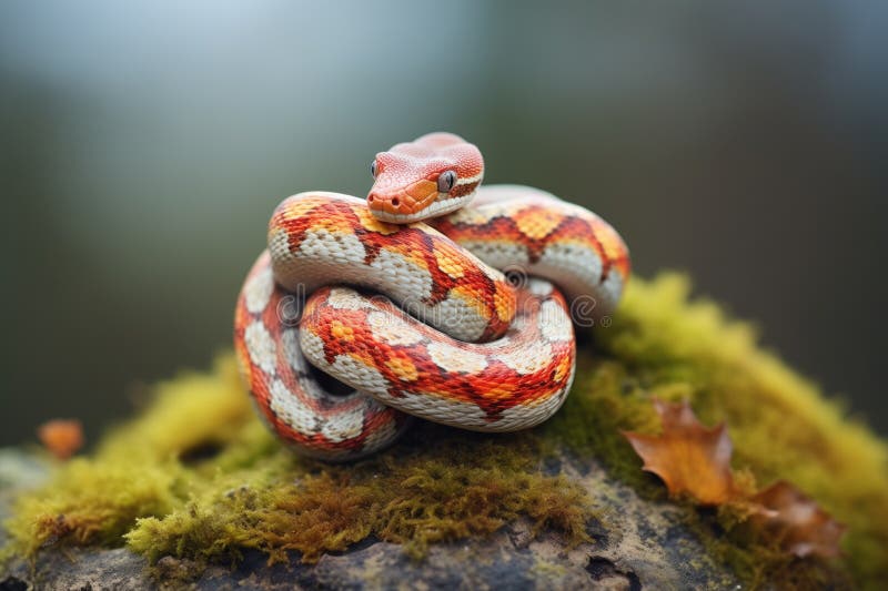 Corn Snake Coiled on a Warming Rock Stock Photo - Image of terrarium ...