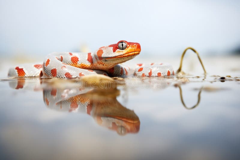 Corn Snake Partially Submerged in Shallow Water Stock Image - Image of ...