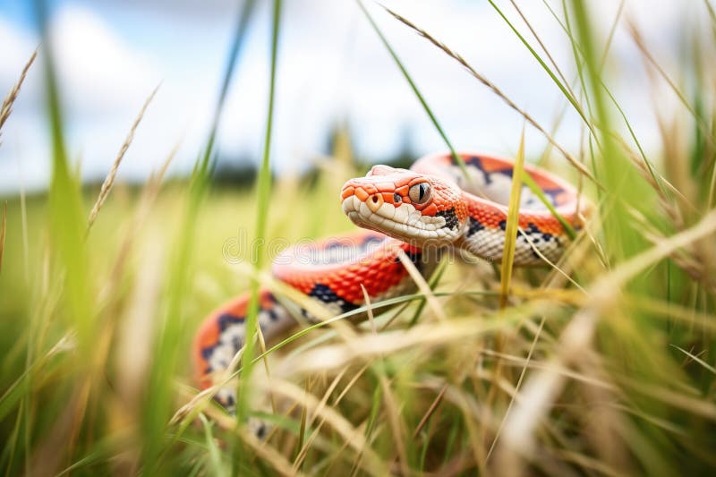 Corn Snake Winding through a Field of High Grass Stock Illustration ...