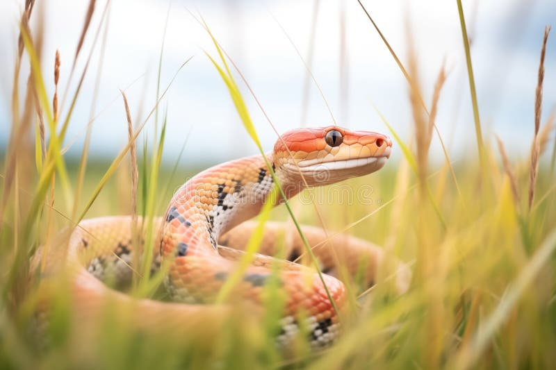 Corn Snake Winding through a Field of High Grass Stock Illustration ...