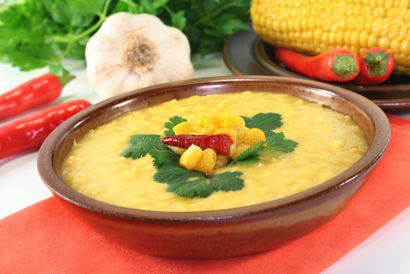 Corn soup stock photo. Image of mashed, corn, yellow - 18835840